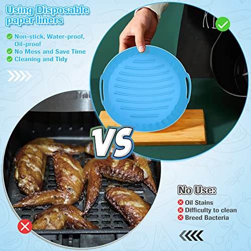 Woltechz 2 Pack Air Fryer Silicone Tray Liners - 1.5mm Thickness, Non-Stick, Heat Resistant, Time-Saving and Easy to Clean - Ideal for Cooking, Baking, and Grilling