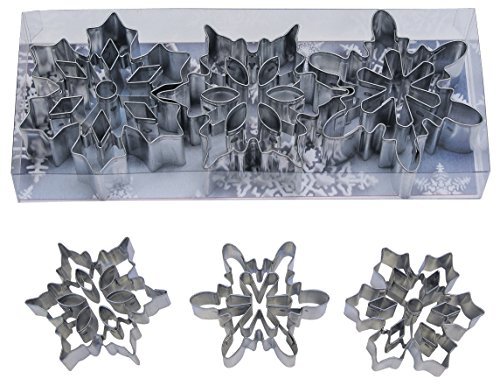 R&M International Snowflake Cookie Cutters with Interior Cut-Outs, 3" Assorted, 3-Piece Set