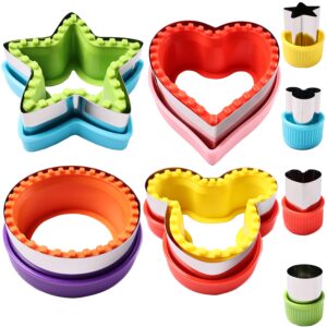 gelifatle sandwich cutter and sealer for kids, 4pcs bread sandwich decruster pancake maker diy cookie cutters for kids bento - round heart star mickey head shaped