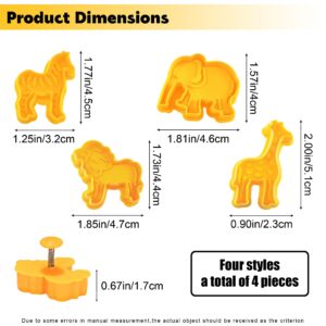 4-Piece Set Animal Cookie Cutters | Zoo Animals Cookie Cutters | Fondant Cutters Shapes | Perfect for Baking | Elephant, Giraffe, Lion, Zebra Shapes Cookie Cutter | DIY Baking Mold for Kids