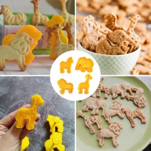 4-Piece Set Animal Cookie Cutters | Zoo Animals Cookie Cutters | Fondant Cutters Shapes | Perfect for Baking | Elephant, Giraffe, Lion, Zebra Shapes Cookie Cutter | DIY Baking Mold for Kids