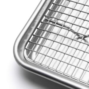 Spring Chef 10”x15” Stainless Steel Cooling Rack & Aluminum Baking Pan Bundle