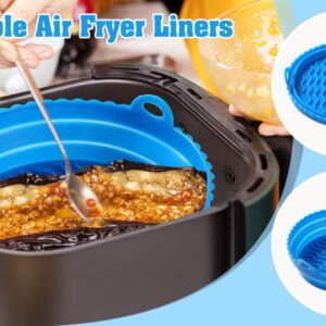 G3 Kitchenware 1-Pack Air Fryer Silicone Liners Foldable | Non-Stick Reusable Silicone Air Fryer Liners| Collapsible Air Fryer Silicone Pot Baking Tray Basket| 7.5 Inch, 3QT – 5QT (Blue)