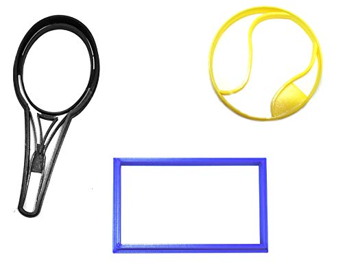 TENNIS BALL RACKET COURT SPORT ATHLETICS SET OF 3 COOKIE CUTTERS MADE IN USA PR1373