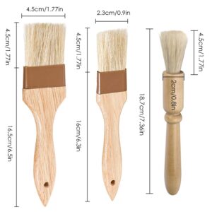 5 Pcs Pastry Brush Set,DanziX Wooden Handle Basting Oil Brush with Boar Bristles and Hanging Hole for BBQ Sauce Baking Cooking-(1 Inch,1.5 Inch)