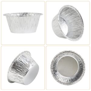 Mateebake Aluminum Foil Baking Cups, Disposable Ramekin 3 Oz Silver Foil Cupcake liners, 200 Pcs Aluminum Baking Cups Egg Tart Liners for Baking, Cupcake, Pudding, Muffin , Creme Brulee