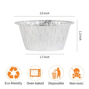 Mateebake Aluminum Foil Baking Cups, Disposable Ramekin 3 Oz Silver Foil Cupcake liners, 200 Pcs Aluminum Baking Cups Egg Tart Liners for Baking, Cupcake, Pudding, Muffin , Creme Brulee