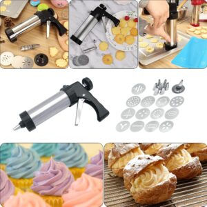 aHzleeM Cookie Press Gun Cupcake Filler Injector Stainless Steel DIY Biscuit Cookie Pastry Gun for Cake Decorating 25 PCS