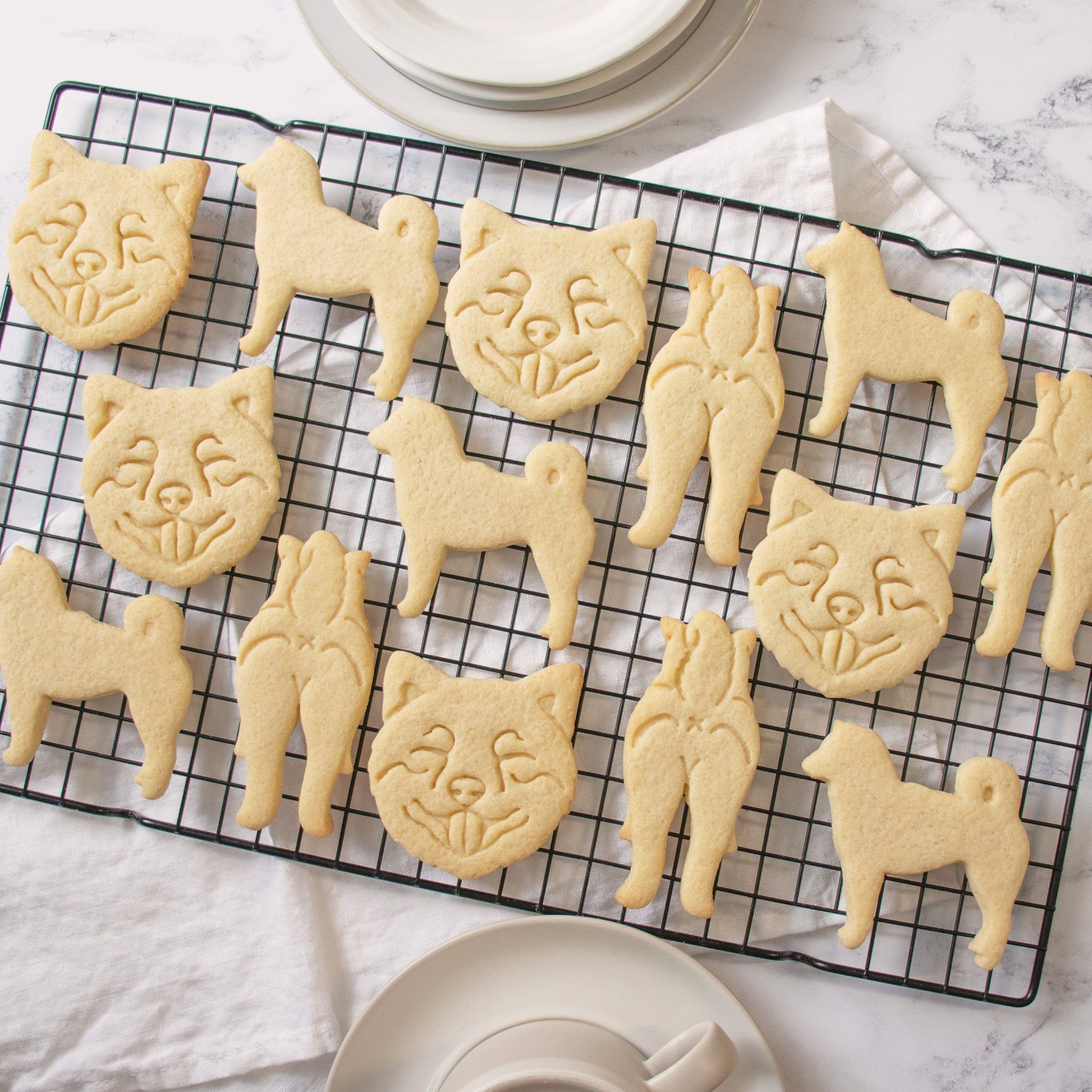 Set of 3 Shiba Inu cookie cutters (Designs: Silhouette, Butt, Face), 3 pieces - Bakerlogy