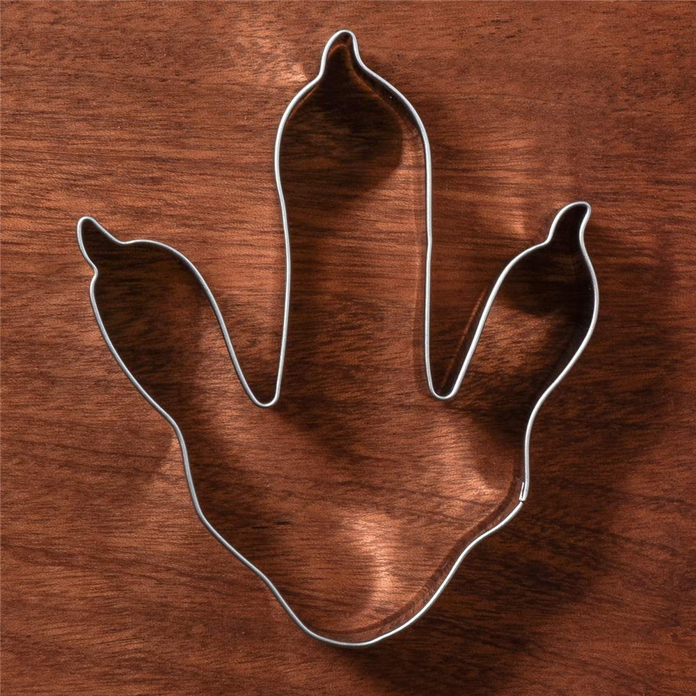 LILIAO Dinosaur Foot Cookie Cutter for Kids Birthday Party - 3 x 4 inches - Dino Biscuit and Fondant Cutters - Stainless Steel