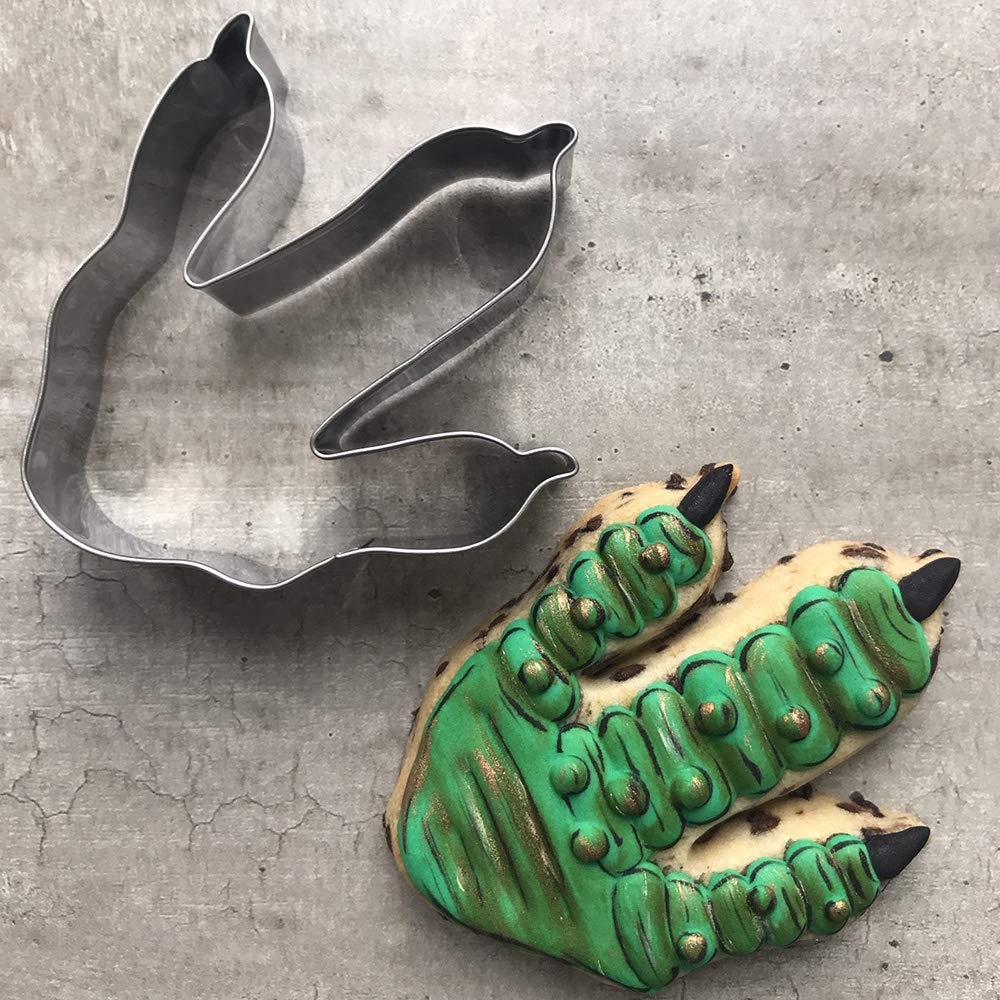 LILIAO Dinosaur Foot Cookie Cutter for Kids Birthday Party - 3 x 4 inches - Dino Biscuit and Fondant Cutters - Stainless Steel