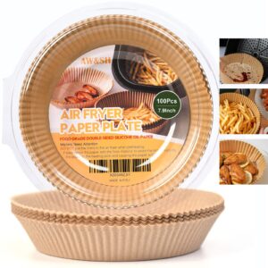 aw&sh air fryer liners, 100pcs air fryer parchment paper liners, 7.9 inch non-stick oil-proof air fryer disposable paper liner