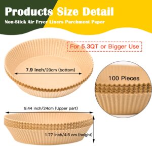 AW&SH Air Fryer Liners, 100PCS Air Fryer Parchment Paper Liners, 7.9 Inch Non-Stick Oil-proof Air Fryer Disposable Paper Liner