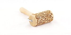 rolling pin embossed with folk floral pattern for baking engraved cookies size roller 4 inch