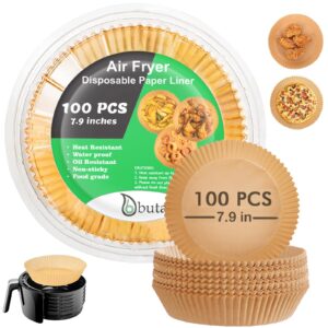 air fryer liners disposable 100pcs 7.9inch, non-stick round unbleached parchment paper for baking, oil-proof, 5-8 qt air fryer ninja cosori gourmia instant pot accessories