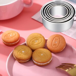 5Pcs Biscuit Cutters, Round Cookie Cutters / Stainless Steel Dumpling Skin Cutters / Cake Pastry Cutters / Scone Cutters Molds stamps for Cooking Baking (5Pcs Round Cookie Cutters)