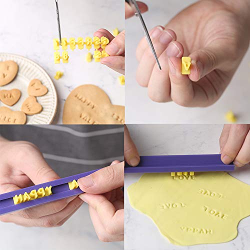 KALAIEN Alphabet Number Cookie Biscuit Letter Stamp for Cookie Decorations Embosser Cutter Fondant DIY Tool-Small