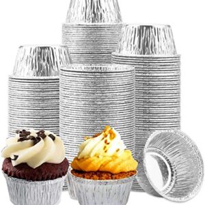 300PCS Aluminum Foil Ramekin, Disposable Ramekins 4 Oz Aluminum Cupcake with Aluminum Foil Baking Standard Size Perfect for Souffle & Creme Brulee Baking Cups Foil Baking Cups