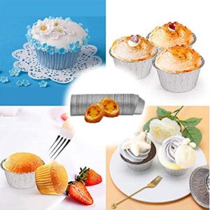 300PCS Aluminum Foil Ramekin, Disposable Ramekins 4 Oz Aluminum Cupcake with Aluminum Foil Baking Standard Size Perfect for Souffle & Creme Brulee Baking Cups Foil Baking Cups