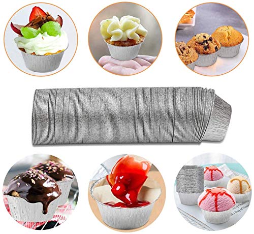 300PCS Aluminum Foil Ramekin, Disposable Ramekins 4 Oz Aluminum Cupcake with Aluminum Foil Baking Standard Size Perfect for Souffle & Creme Brulee Baking Cups Foil Baking Cups