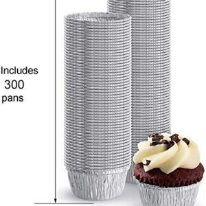 300PCS Aluminum Foil Ramekin, Disposable Ramekins 4 Oz Aluminum Cupcake with Aluminum Foil Baking Standard Size Perfect for Souffle & Creme Brulee Baking Cups Foil Baking Cups