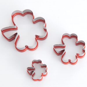 3 Pcs Clover Cookie Cutter Set 4.1" 3" 1.8", St. Patrick's Day Irish Shamrock Holiday Stainless Steel Cookie Cutter, Coated with Soft PVC for Protection