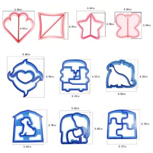 10 Pcs Cookie Cutter Set for Kids and Parents, Sandwich and Bread Crust Cutters of Various Kinds- Butterfly, Dinosaur, Elephants, Dog, Car, Dolphin, Square, Heart, Star in 10 Cute Shapes