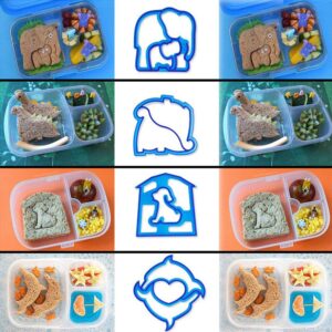 10 Pcs Cookie Cutter Set for Kids and Parents, Sandwich and Bread Crust Cutters of Various Kinds- Butterfly, Dinosaur, Elephants, Dog, Car, Dolphin, Square, Heart, Star in 10 Cute Shapes