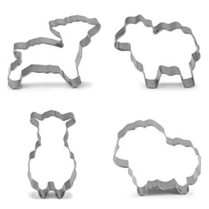 Sheep Shaped Cookie Cutter Set of 4 pcs, Stainless Steel Cute Lamb Series Fondant Cutters