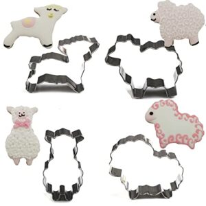 Sheep Shaped Cookie Cutter Set of 4 pcs, Stainless Steel Cute Lamb Series Fondant Cutters