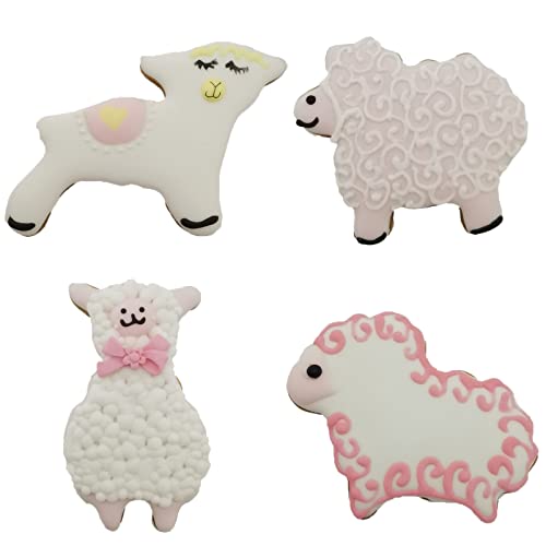 Sheep Shaped Cookie Cutter Set of 4 pcs, Stainless Steel Cute Lamb Series Fondant Cutters