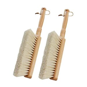 oakart horsehair hand brush soft bristles oiled beech wood handle coat brush 12 inch long (white horsehair)