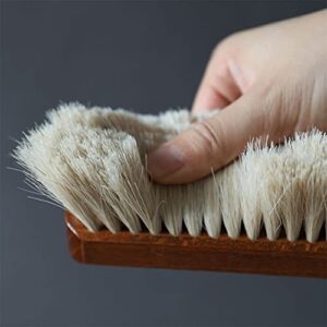 OAKART Horsehair Hand Brush Soft Bristles Oiled Beech Wood Handle Coat Brush 12 Inch Long (White Horsehair)