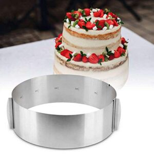 KEILEOHO Layer Cake Slicer Set, 2 PCS Stainless Steel Adjustable 7 Layered Bread Cutter Ring with Respective Diameter of 6-8 Inches and 9-12 Inches 3.4 Inches High and 1 PCS Adjustable Biscuit Cutter