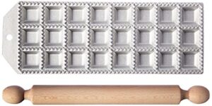 eppicotispai 24 holes aluminum square ravioli maker with rolling pin