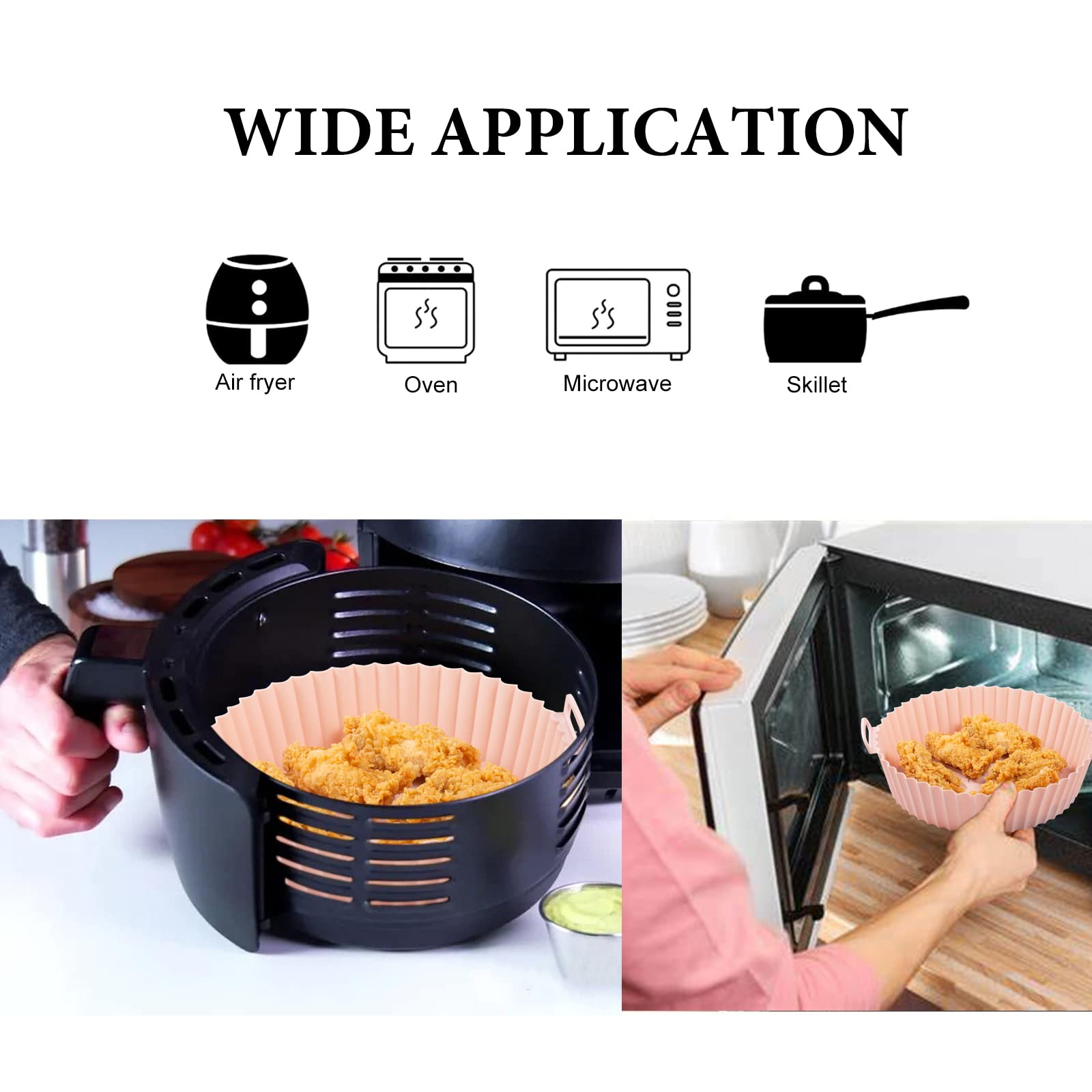 Air Fryer Silicone Pot 8 Inch Silicone Air Fryer Liners Basket Food Safe Non Stick Air Fryer Accessories Reusable Replacement Parchment Air Fryer Liner Paper Fits 3.6 To 6.8QT Air Fryer