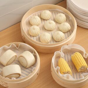 12Pcs Round Cotton Yarn Steamer Cloth Reusable Non Stick Household Steamer Liners Cloth Mesh Mat Pad Steamed Buns Dumplings Baking Cooking Tool, 20CM/8Inch