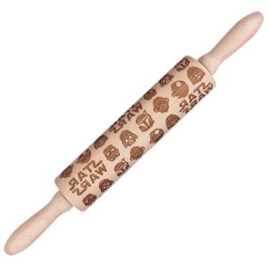 embossed wooden rolling pins,evermarket engraved embossing rolling pin with star fighter pattern for baking embossed cookies,cute rolling pin kitchen tool for kids and adults