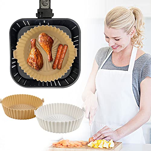 Air Fryer Silicone Pot, Air fryer liners,air fryer accessories,Easy to clean,air fryer parchment paper can be used on both sides,Unique stripe distribution increases baking effect by 10%(2PCS)