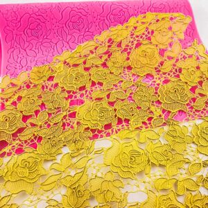 SUNHUKUS Fondant Impression Mats, Silicone Cake Lace Molds (Rose)