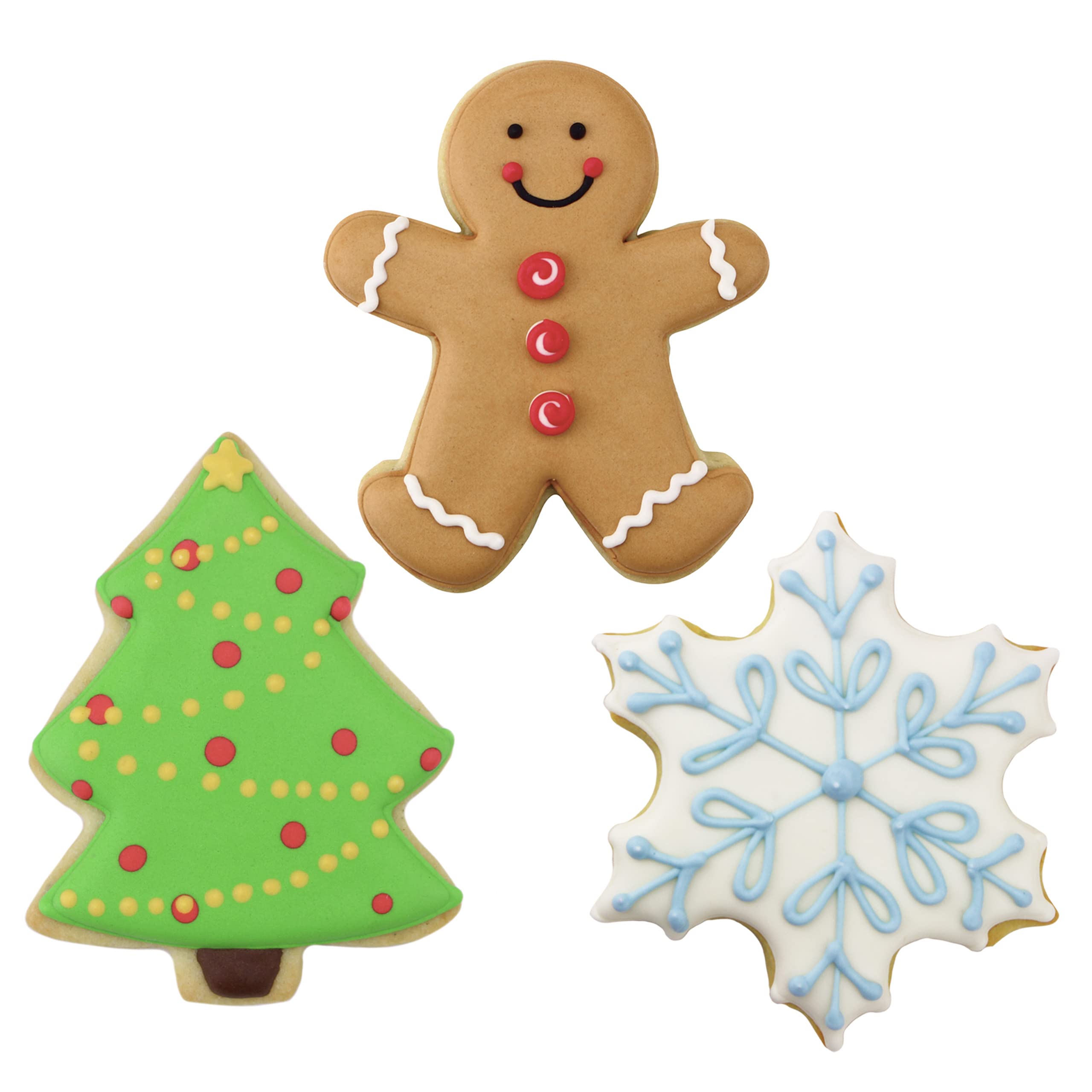 Christmas Cookie Cutters 3-Pc. Set Made in USA by Ann Clark, Snowflake, Gingerbread Man, Christmas Tree