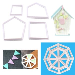 DaNaRaa Plastic Mini House Bamboo Fence Pennant Cookie Cutters Cakecup Decoration Fondant Molds Tools(8 Pieces)