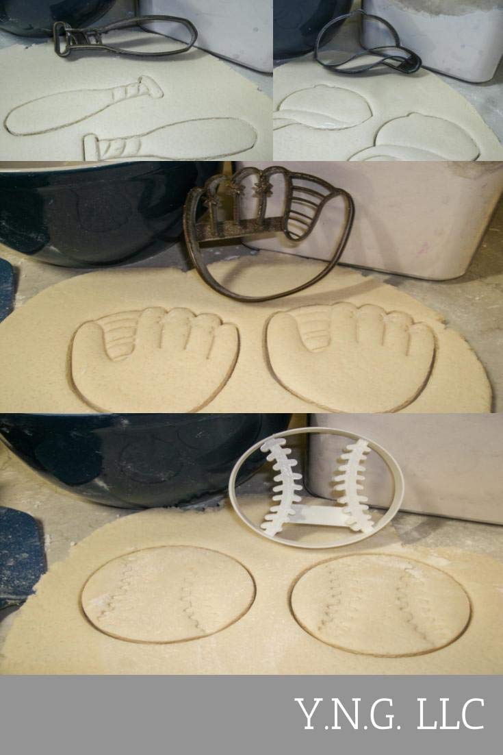 BASEBALL MITT GLOVE BAT CAP HAT SPORTS ATHLETICS SET OF 4 COOKIE CUTTERS MADE IN USA PR1164