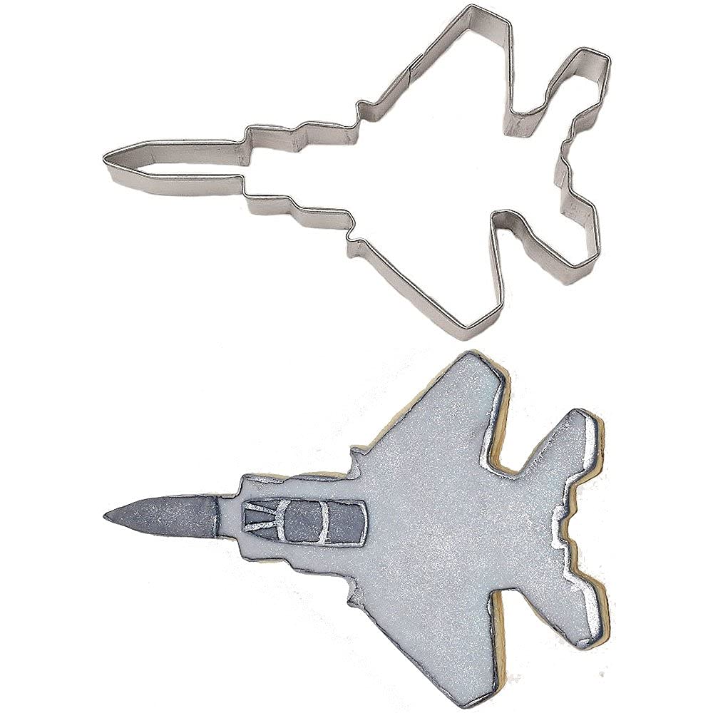 Fighter Jet Cookie Cutter 4.75 Inch - Made in the USA – R&M Cookie Cutters Stainless Steel Fighter Jet Cookie Mold