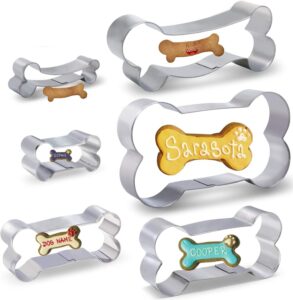 dog bone/dog biscuit cookie cutters for homemade treats, 6 pcs set boxed package. 5." 4" 3.5" 2", 4.8" 3" stainless steel