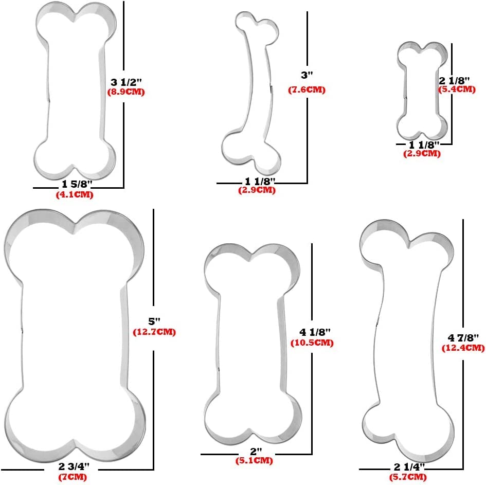 Dog Bone/Dog Biscuit Cookie Cutters for Homemade Treats, 6 PCS set Boxed package. 5." 4" 3.5" 2", 4.8" 3" stainless steel