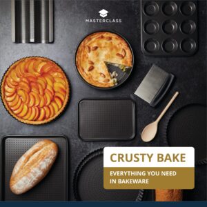 MasterClass KCMCCB3 Crusty Bake Perforated Baking Tray with PFOA Non Stick, Robust 1 mm Carbon Steel, 39 x 27 cm, Grey