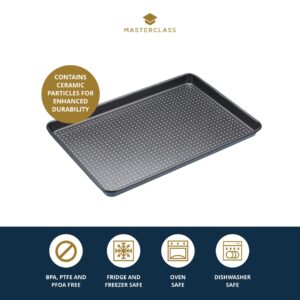 MasterClass KCMCCB3 Crusty Bake Perforated Baking Tray with PFOA Non Stick, Robust 1 mm Carbon Steel, 39 x 27 cm, Grey