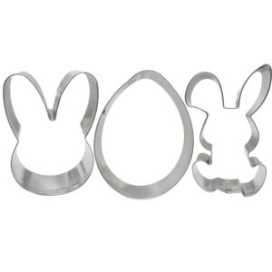 Pieces Easter Cookie Cutters, 3.54" 3.35" 3.2" Egg Cute Bunny Rabbite Shapes Cookie Cutters Stain Steel Sets Holiday Themed Party Supplies