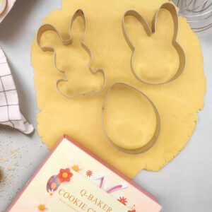 Pieces Easter Cookie Cutters, 3.54" 3.35" 3.2" Egg Cute Bunny Rabbite Shapes Cookie Cutters Stain Steel Sets Holiday Themed Party Supplies